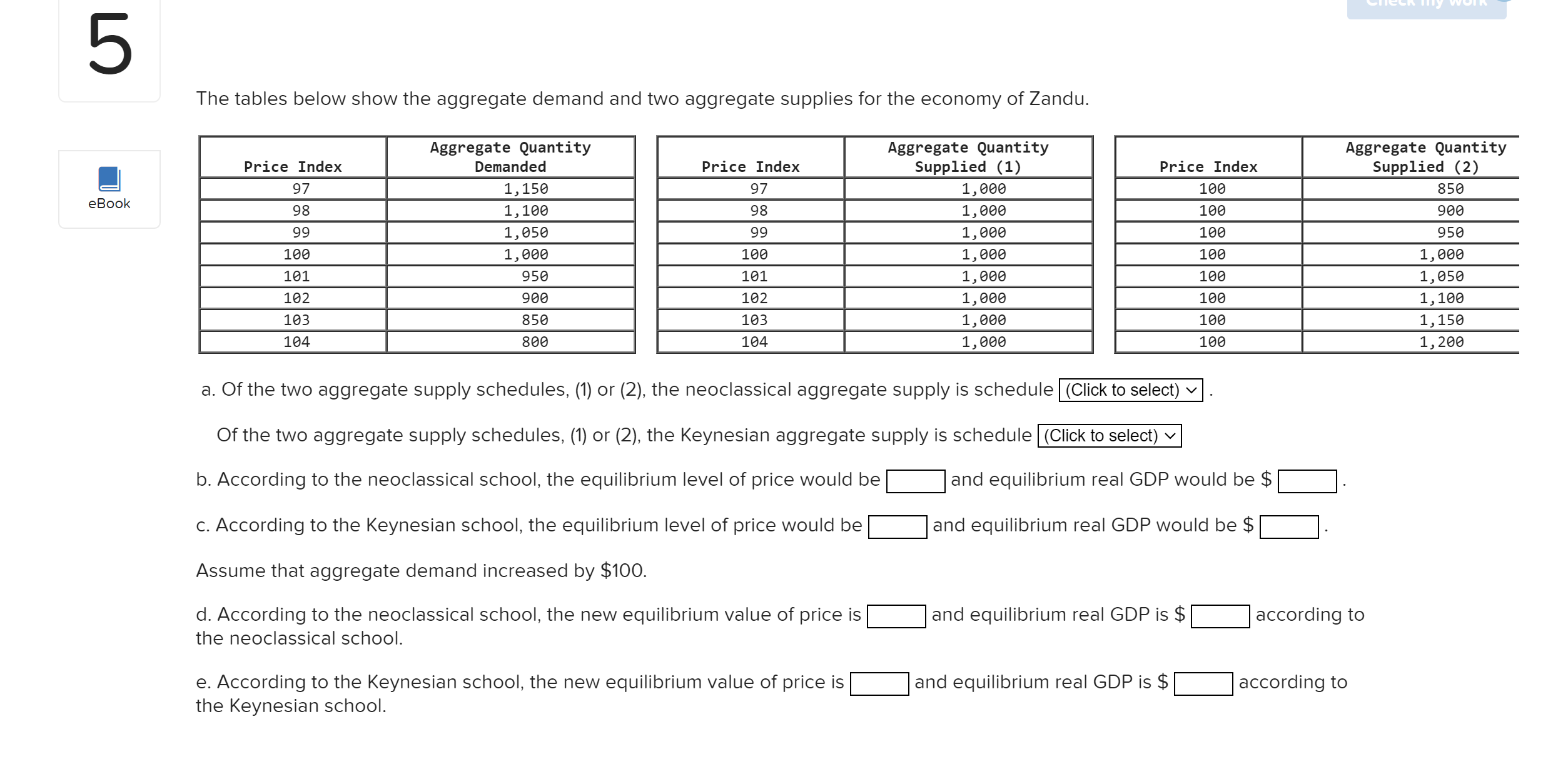 Solved The tables below show the aggregate demand and two | Chegg.com