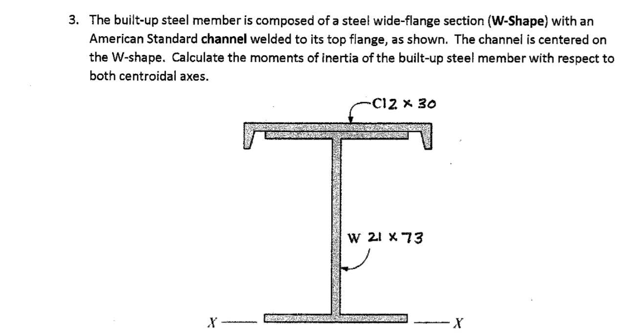 Solved 3. The built-up steel member is composed of a steel | Chegg.com