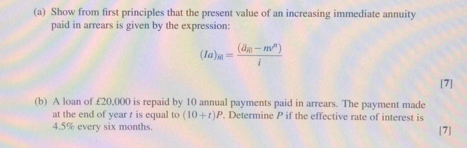 Solved (a) Show from first principles that the present value | Chegg.com