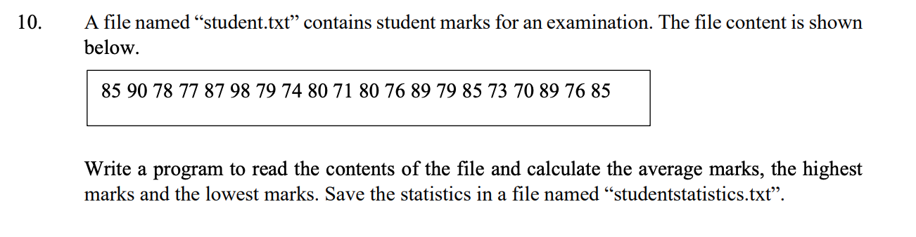 Solved A file named "student.txt" contains student marks for | Chegg.com