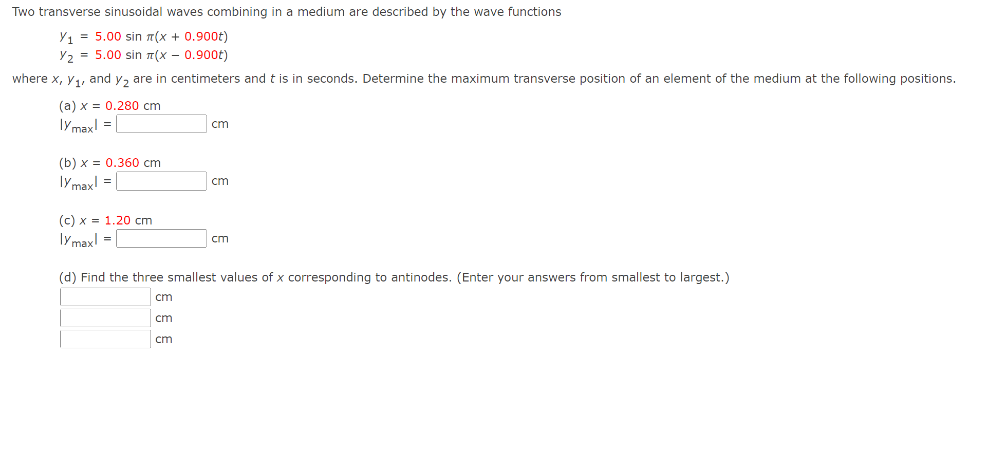 Solved vo transverse sinusoidal waves combining in a medium | Chegg.com