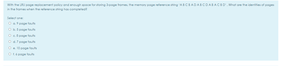 Solved With the LRU page replacement policy and enough space | Chegg.com