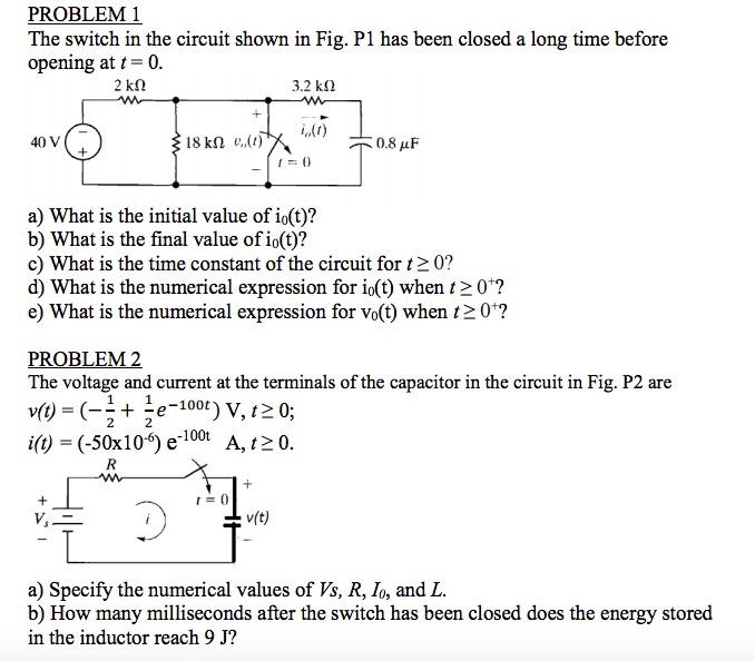 Solved PROBLEM 1 The switch in the circuit shown in Fig. P1 | Chegg.com