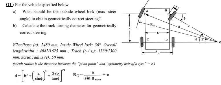 Solved B 01 : For the vehicle specified below a) What should | Chegg.com