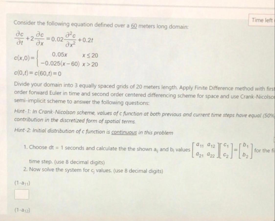 Time left Consider the following equation defined | Chegg.com