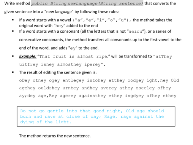 Solved Write Method Public String Newlanguage String 6032