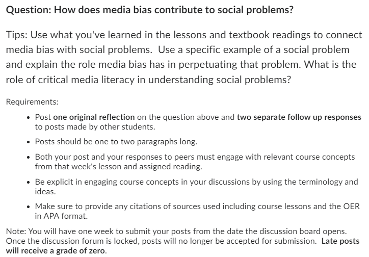 Solved Question: How does media bias contribute to social | Chegg.com