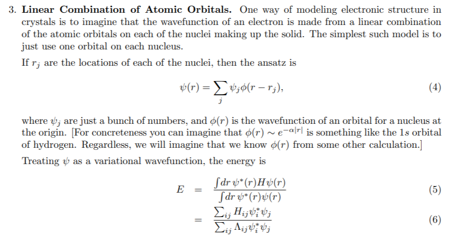 3. Linear Combination of Atomic Orbitals. One way of | Chegg.com