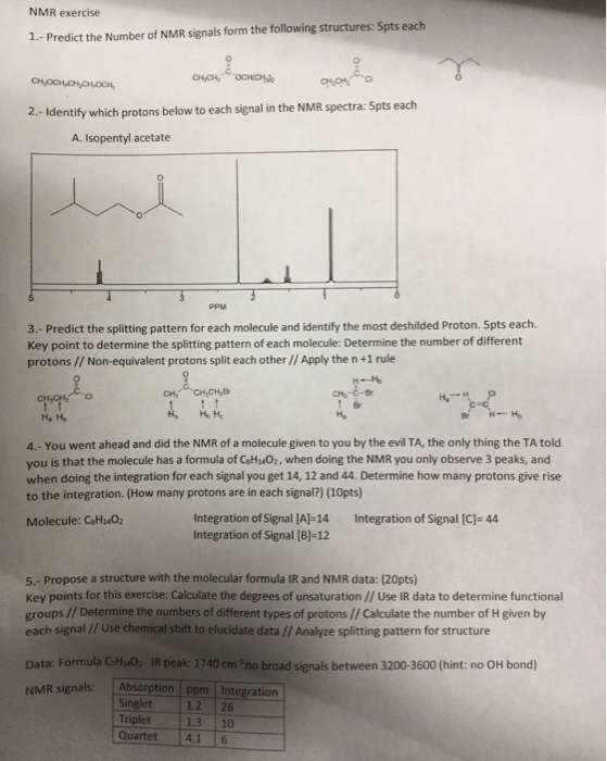 Solved NMR exercise 1.- Predict the Number of NMR signals | Chegg.com