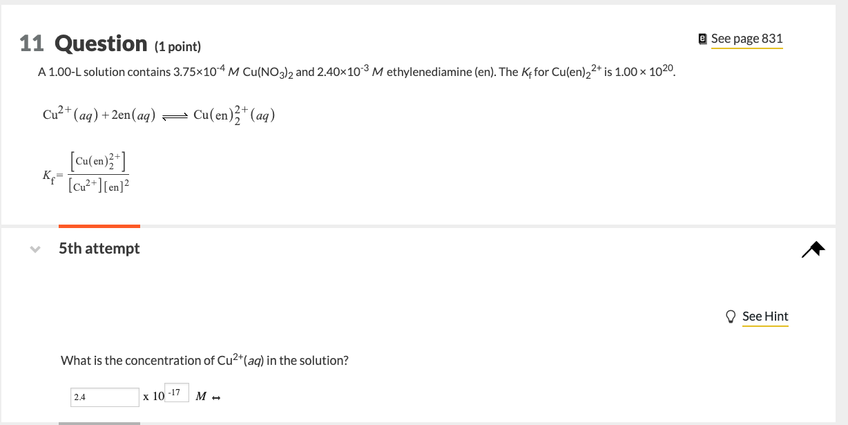 Solved Cu2+(aq)+2en(aq)⇌Cu(en)22+(aq) | Chegg.com
