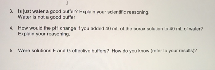 Solved 3. Is just water a good buffer? Explain your | Chegg.com