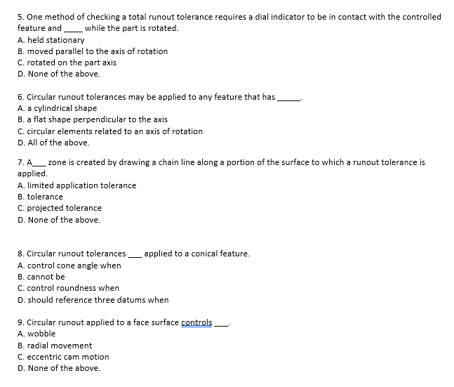 Solved 5. One method of checking a total runout tolerance | Chegg.com