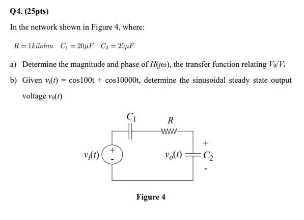 Solved In the network shown in Figure 4, where: R=1 kilohm | Chegg.com
