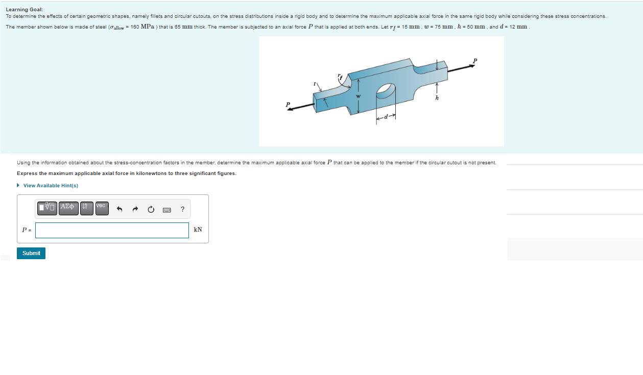 Solved Learning Goal: Express the maximum applicable axial | Chegg.com
