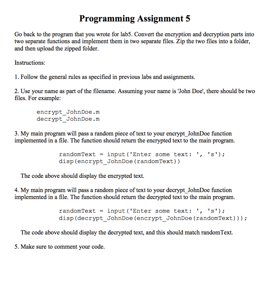 Programming Assignment 5 Go Back To The Program That 5035