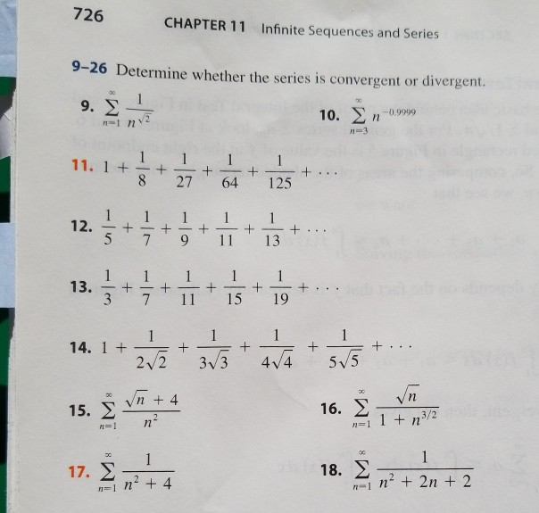Solved 726 CHAPTER 11 Infinite Sequences and Series 9-26 | Chegg.com