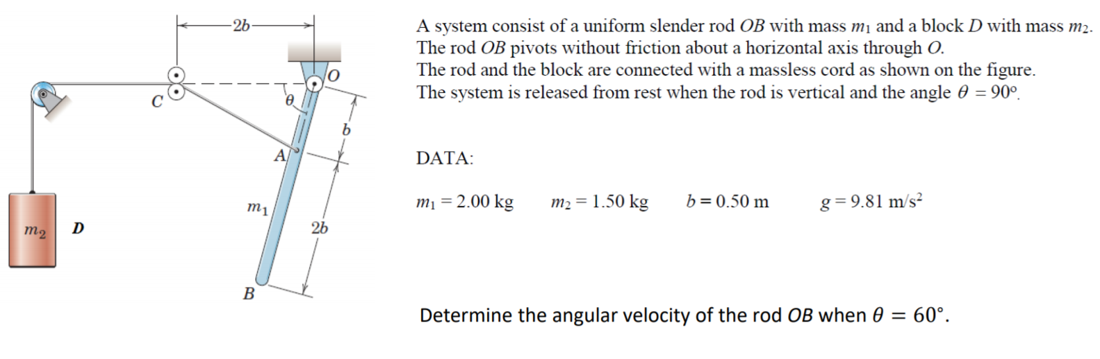 Solved A system consist of a uniform slender rod OB with | Chegg.com