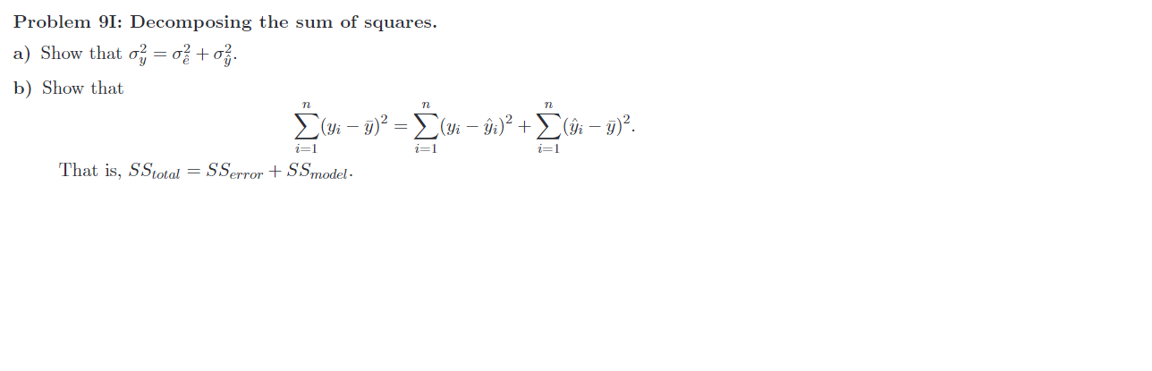Solved = Problem 91: Decomposing the sum of squares. a) Show | Chegg.com