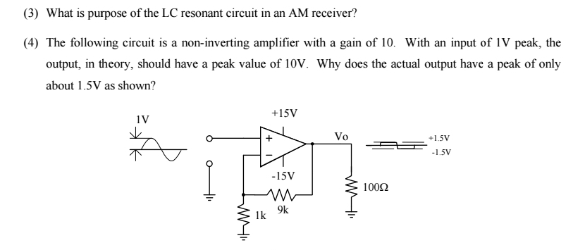 Solved (3) What is purpose of the LC resonant circuit in an | Chegg.com