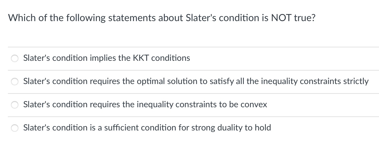 Solved Which of the following statements about Slater's | Chegg.com