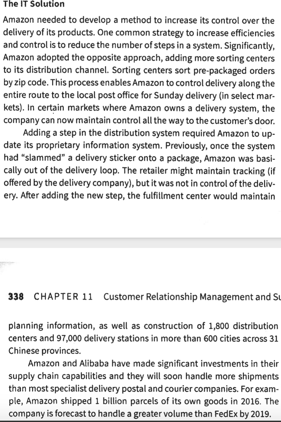 Solved The IT Solution Amazon needed to develop a method to | Chegg.com