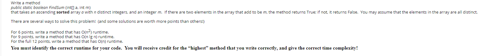 Solved Write A Method Public Static Boolean Findsum Int 3089