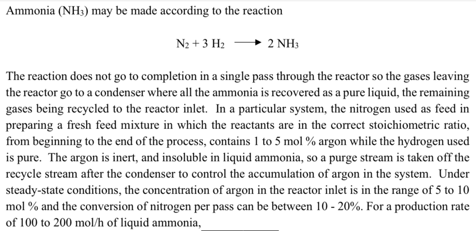 Solved Ammonia (NH3) may be made according to the reaction | Chegg.com
