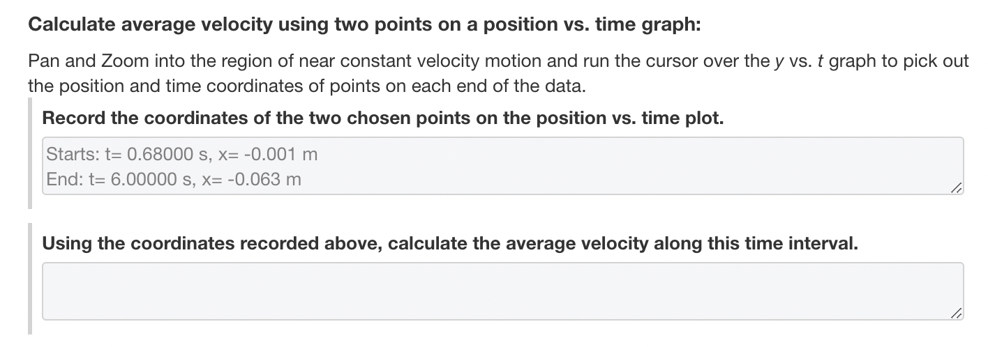 Solved Calculate average velocity using two points on a | Chegg.com