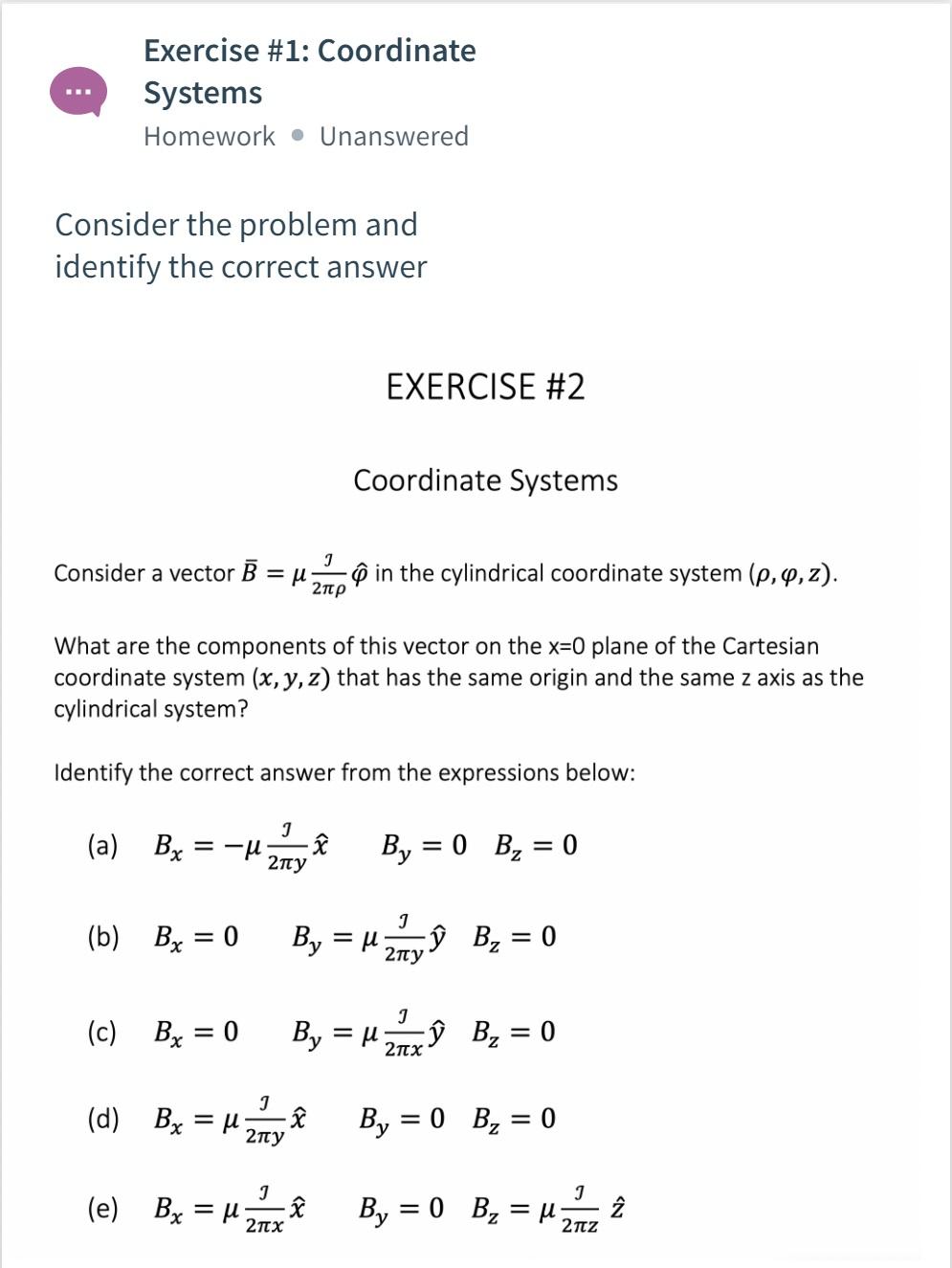 Solved Exercise #1: Coordinate Systems Homework • Unanswered | Chegg.com