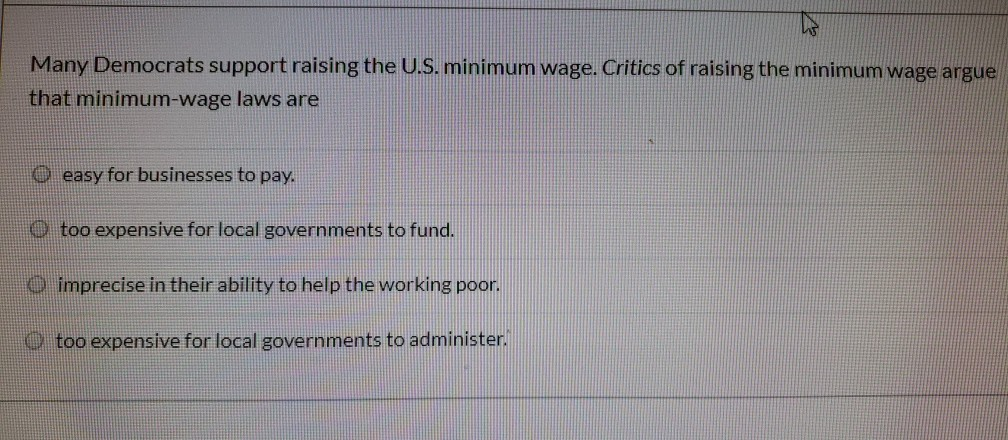 Solved Many Democrats support raising the U.S. minimum wage. | Chegg.com