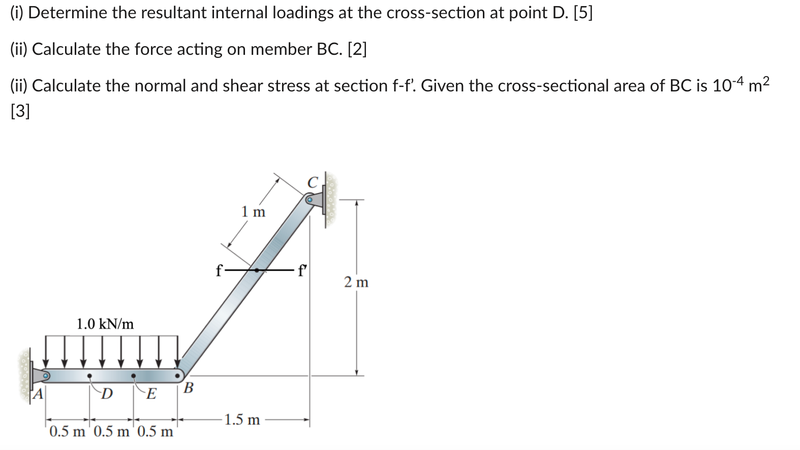 Solved (i) Determine the resultant internal loadings at the | Chegg.com