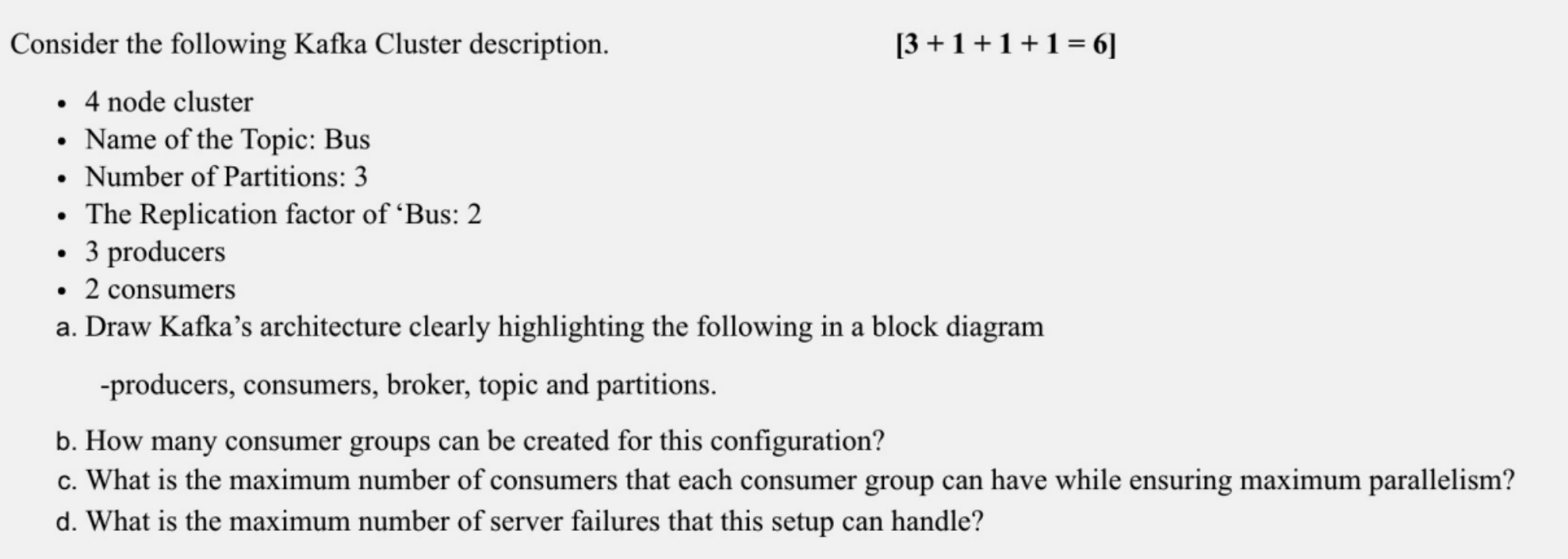 Consider the following Kafka Cluster description. | Chegg.com