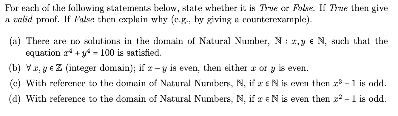 Solved For each of the following statements below, state | Chegg.com