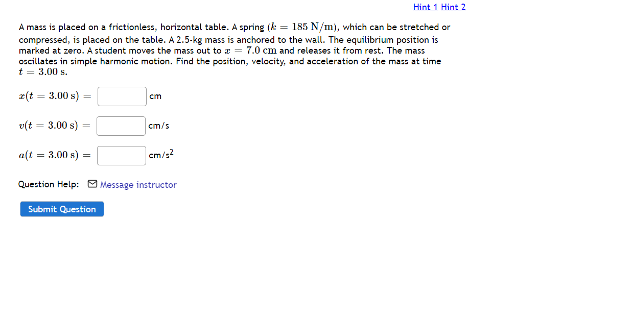 Solved A mass is placed on a frictionless, horizontal table. | Chegg.com