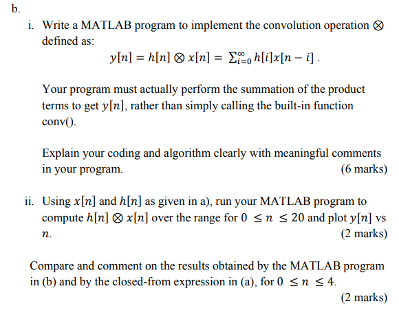 i. Write a MATLAB program to implement the | Chegg.com