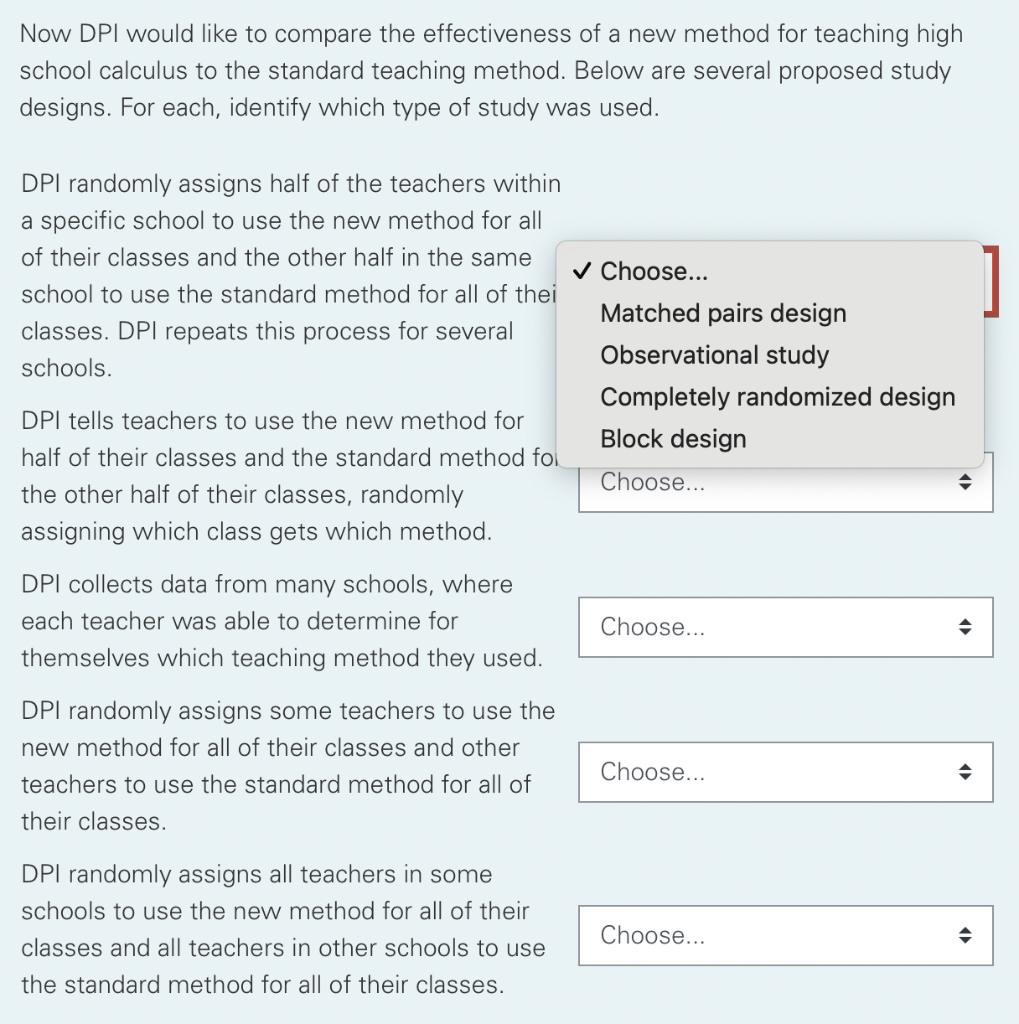Solved Now DPI would like to compare the effectiveness of a | Chegg.com