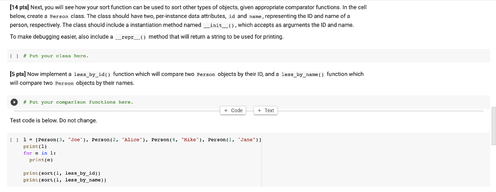 Solved (14 pts] Next, you will see how your sort function | Chegg.com