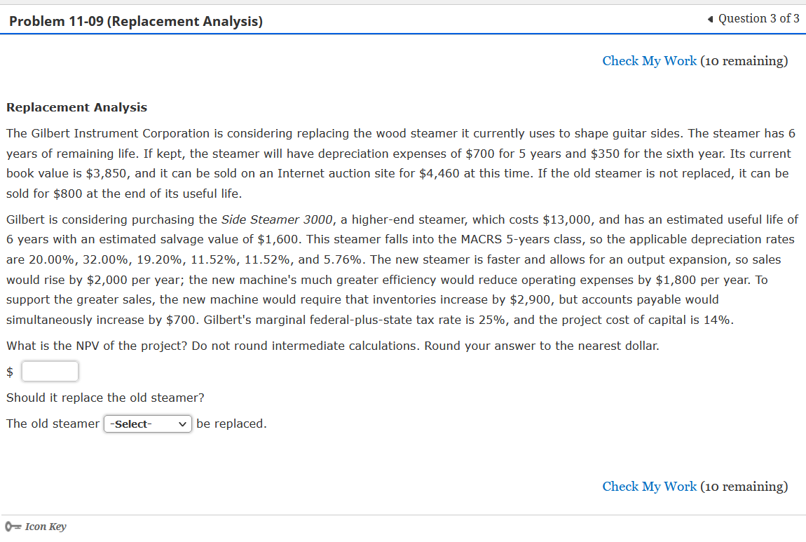 Solved Replacement Analysis The Gilbert Instrument | Chegg.com