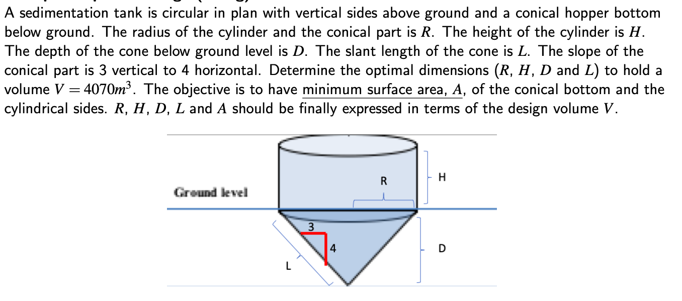 Solved A sedimentation tank is circular in plan with | Chegg.com