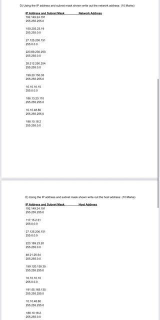Solved EXERCISES ON IP ADDRESSING QUESTION 1 a) Identify | Chegg.com