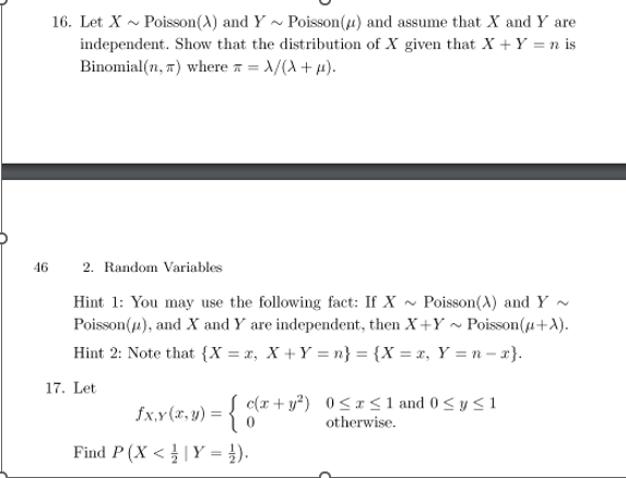Solved 16. Let X∼Poisson(λ) and Y∼Poisson(μ) and assume that | Chegg.com