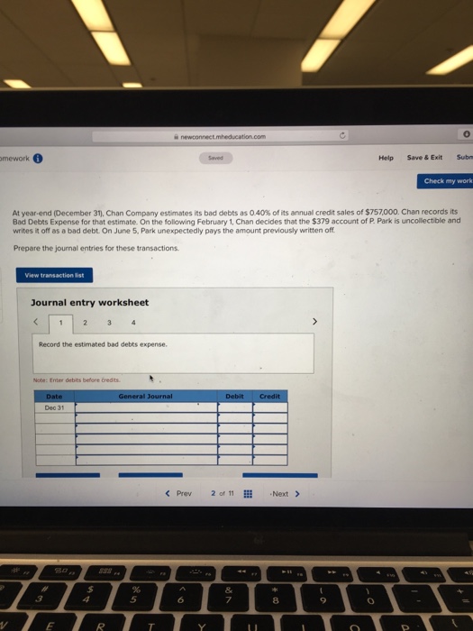 Solved mework Help Save &Exit Subm Check my work At year-end | Chegg.com