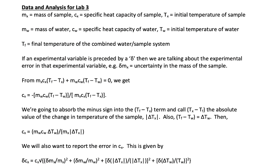 Solved Lab 3 - Specific heat capacity analog thermometer | Chegg.com