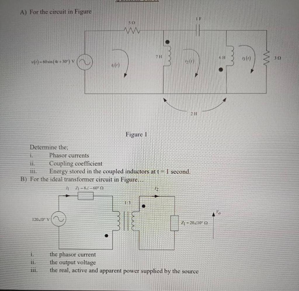 Solved Figure 1 Determine the; i. Phasor currents ii. | Chegg.com