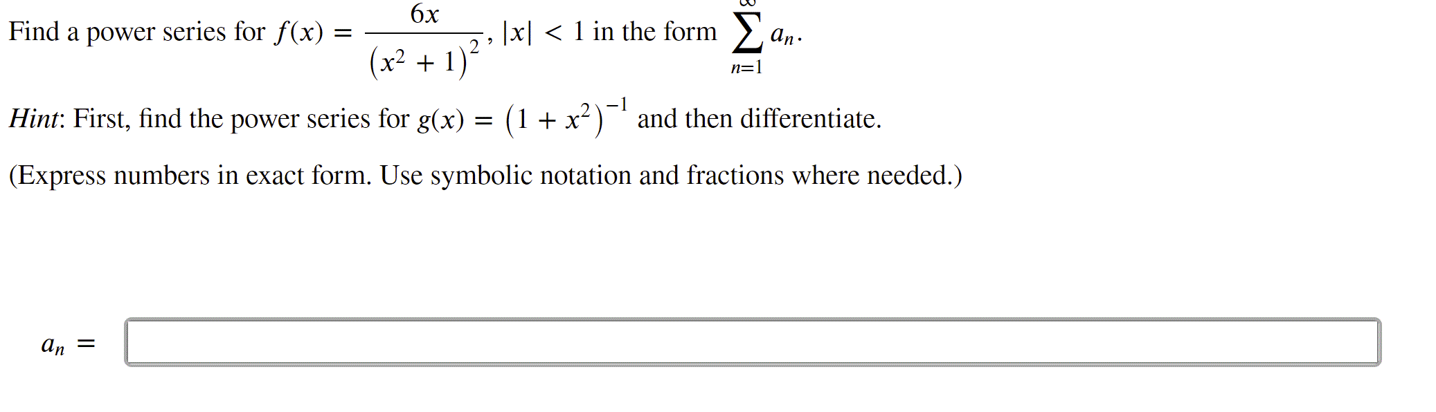 Solved Find a formula for the power series of f(x) = 4 ln (1 | Chegg.com