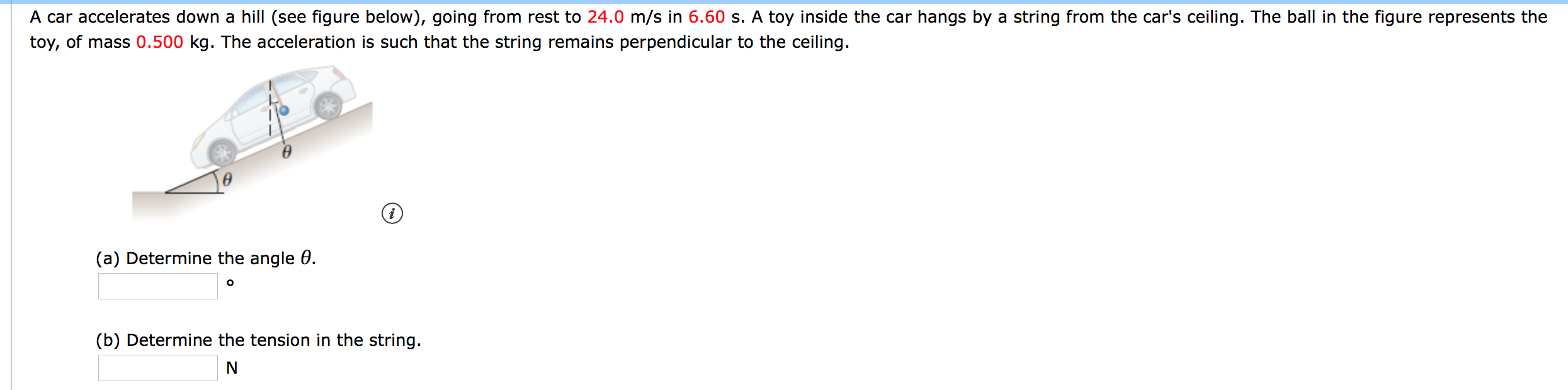 Solved A car accelerates down a hill (see figure below), | Chegg.com