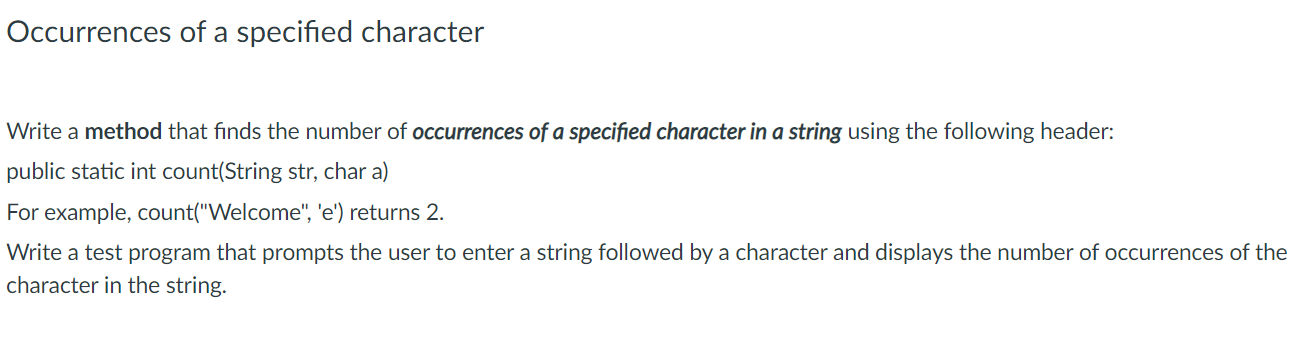 Solved Occurrences Of A Specified Character Write A Method 