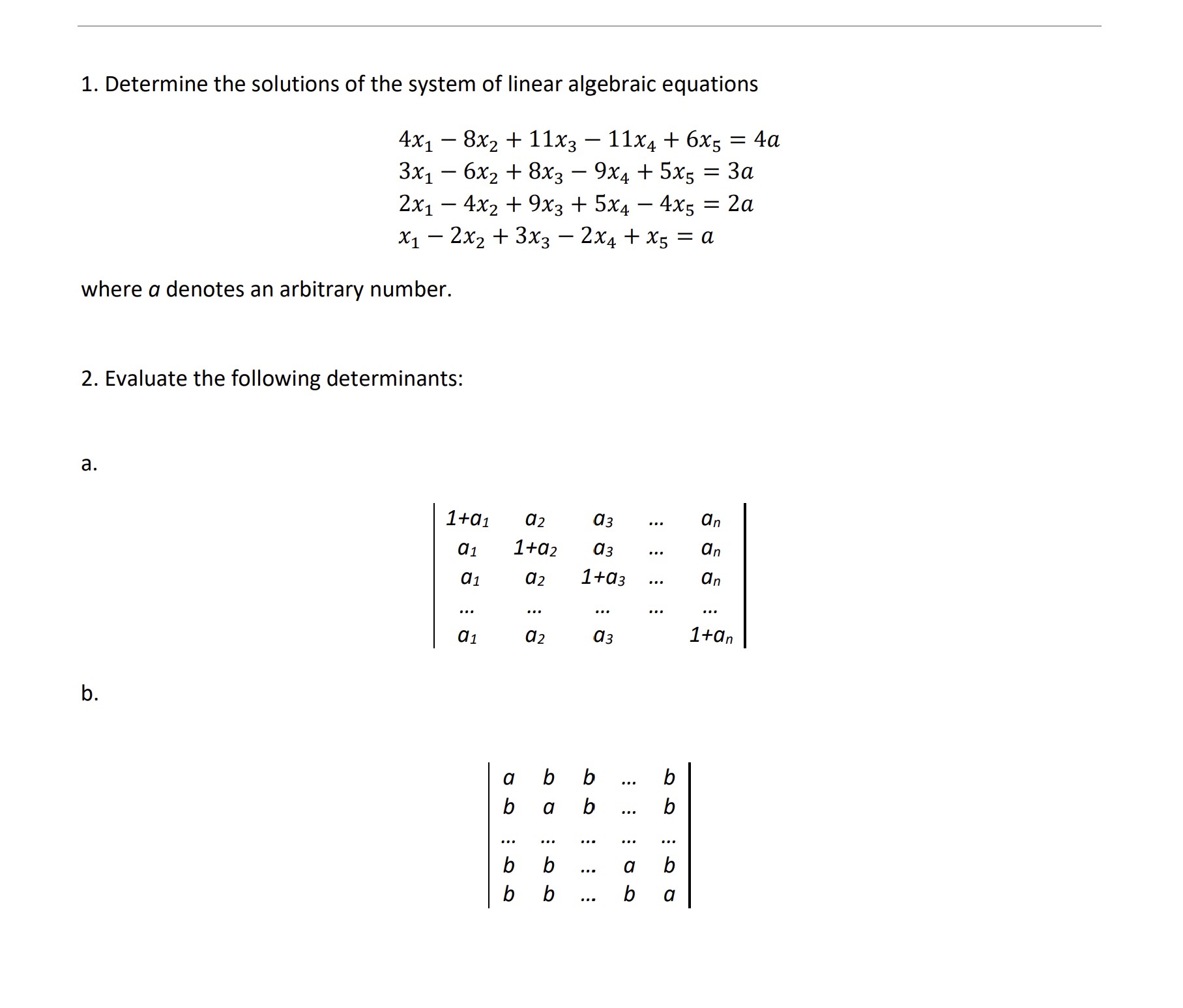 Solved 1. Determine the solutions of the system of linear | Chegg.com