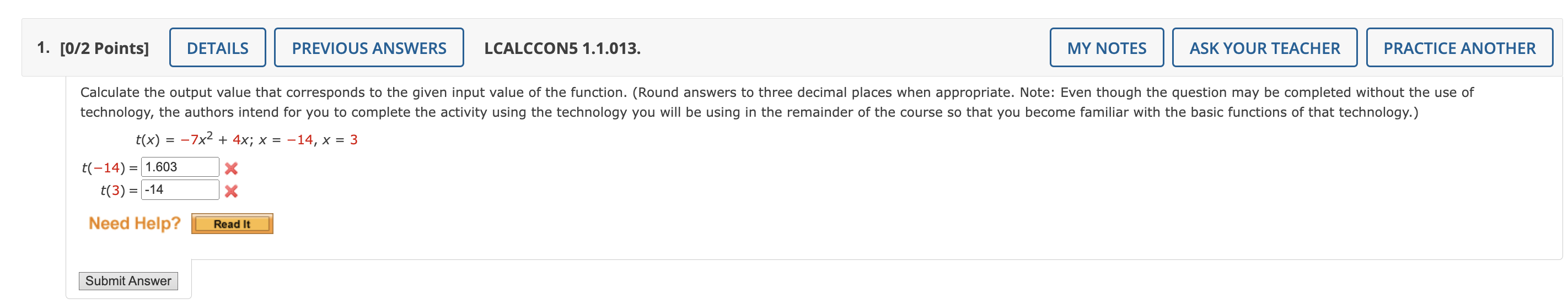 Solved [0/2 Points] LCALCCON5 1.1.013. | Chegg.com