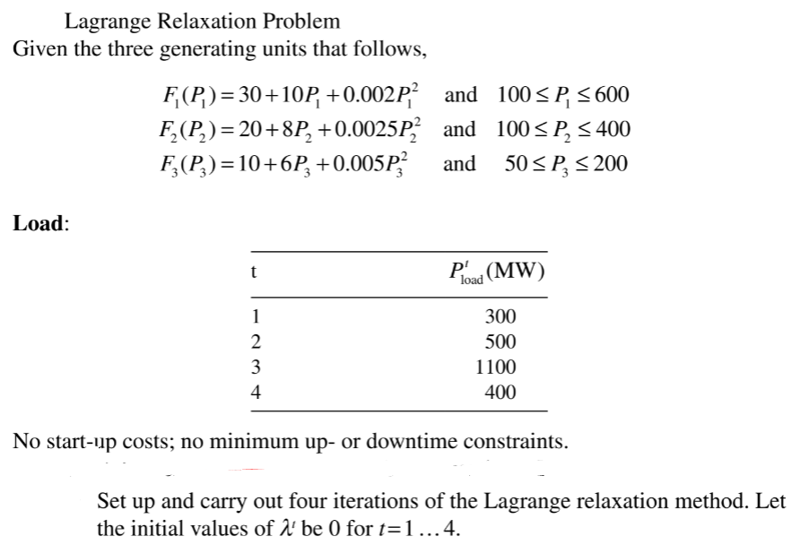 Solved Lagrange Relaxation Problem Given the three | Chegg.com